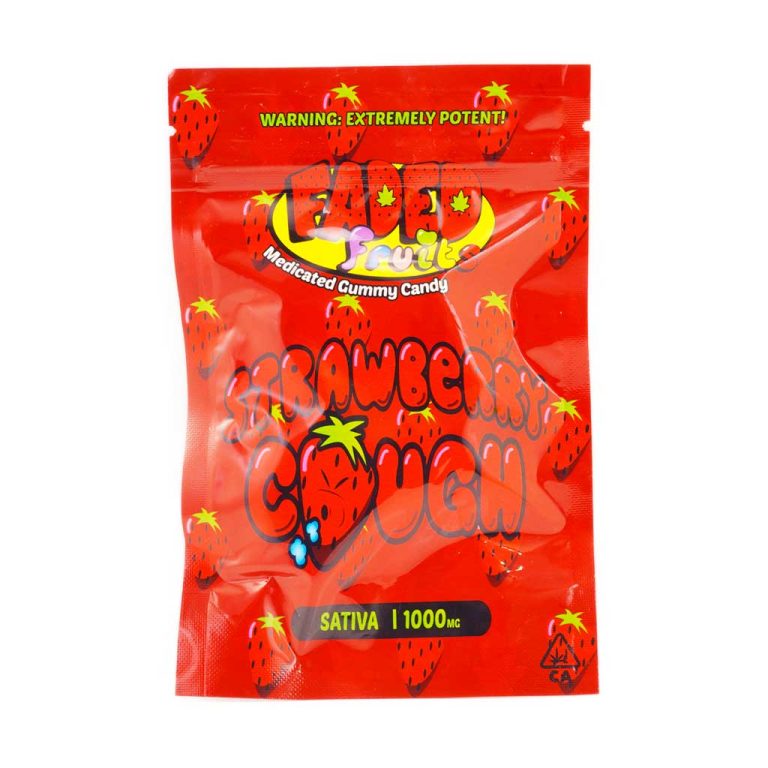 Faded Fruits Gummies - Strawberry Cough (Sativa) 1000mg THC - Low Price Bud