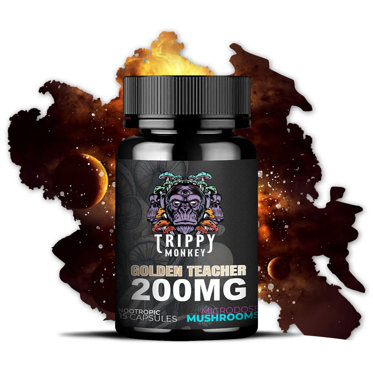 Trippy Monkey - Shrooms Microdose Capsules - 15 x 200MG - Low Price Bud