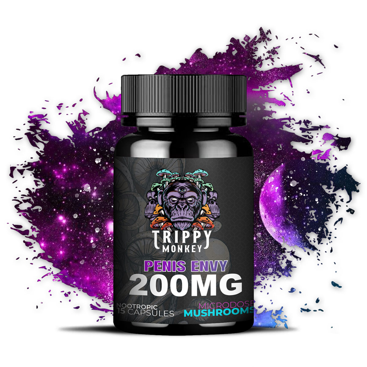 Trippy Monkey - Shrooms Microdose Capsules - 15 x 200MG - Low Price Bud