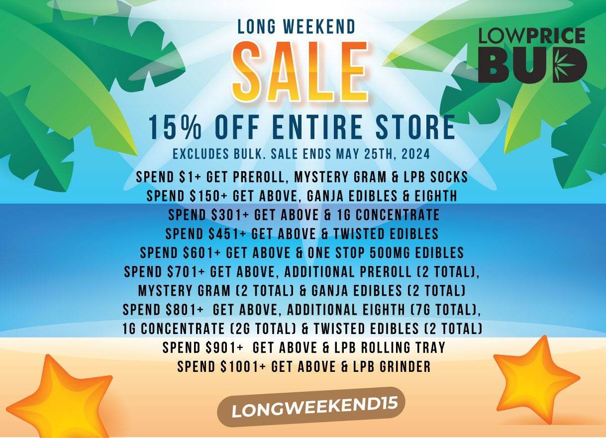 LowPriceBud May Long Weekend Sale 15% Off Site Wide with Free Treats on ...
